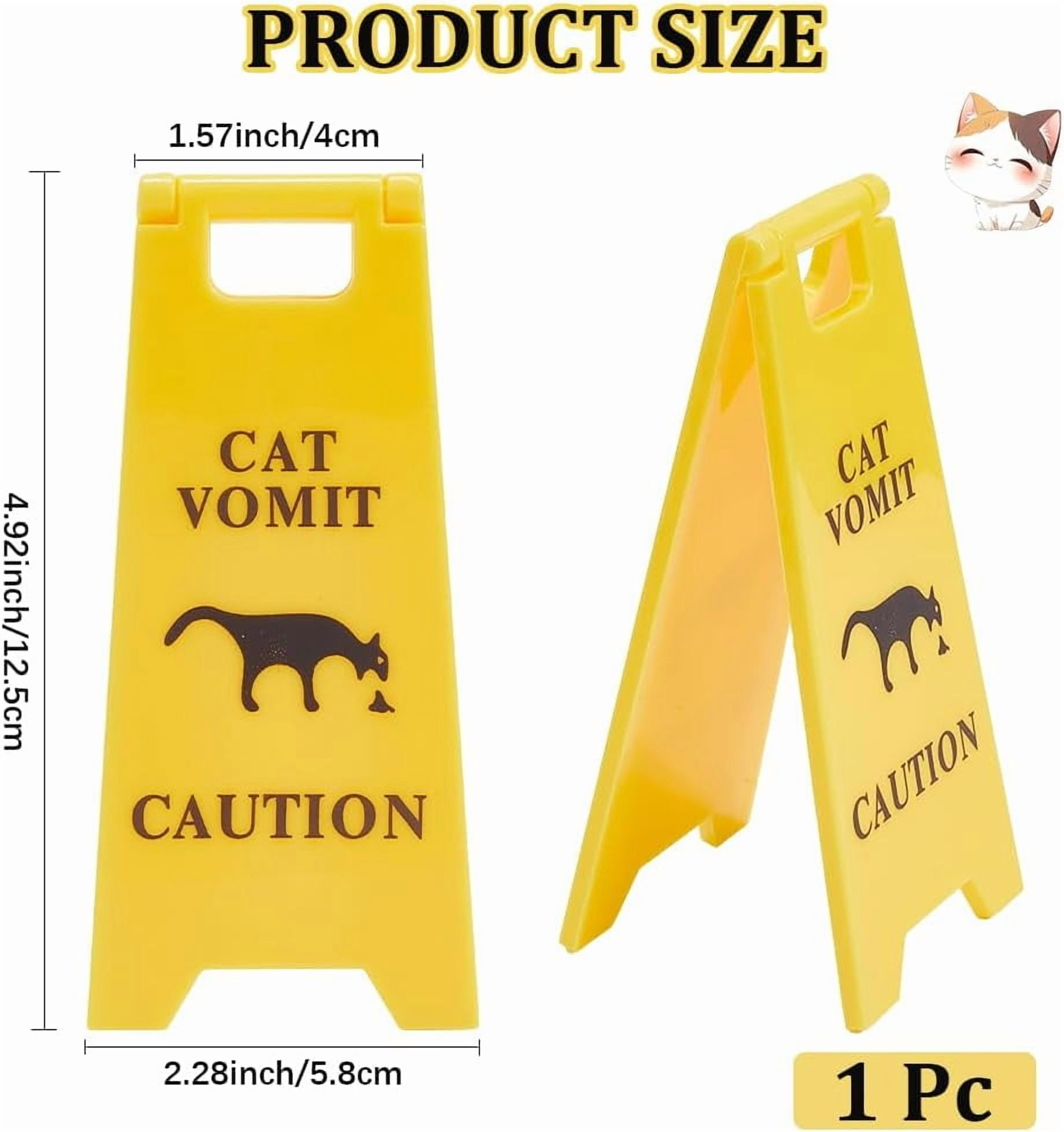 Cat Vomit Warning Sign Pet Caution Sign Yellow ABS Plastic Cats ...