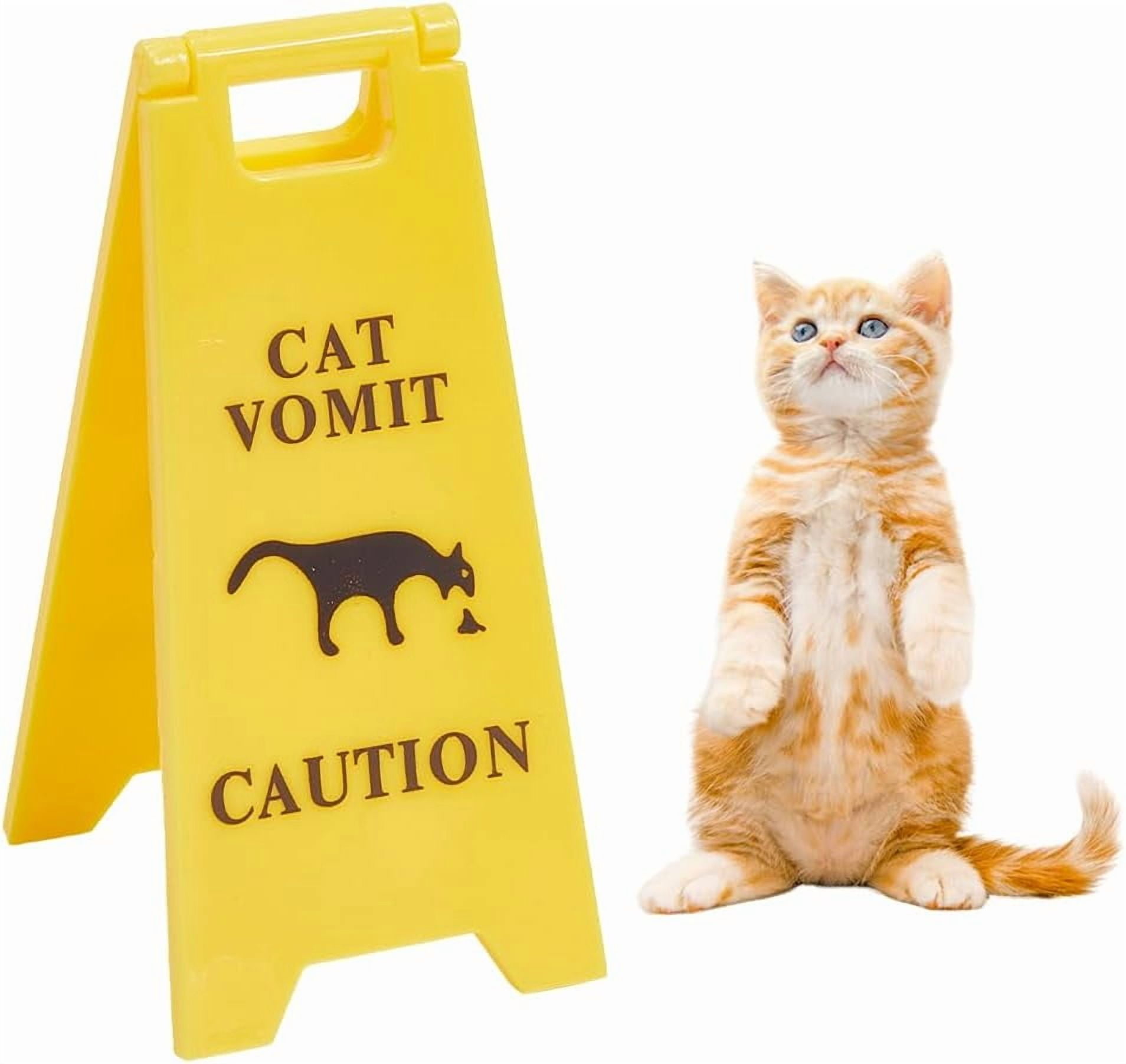 Cat Vomit Warning Sign Pet Caution Sign Yellow Plastic Cats Vomiting ...