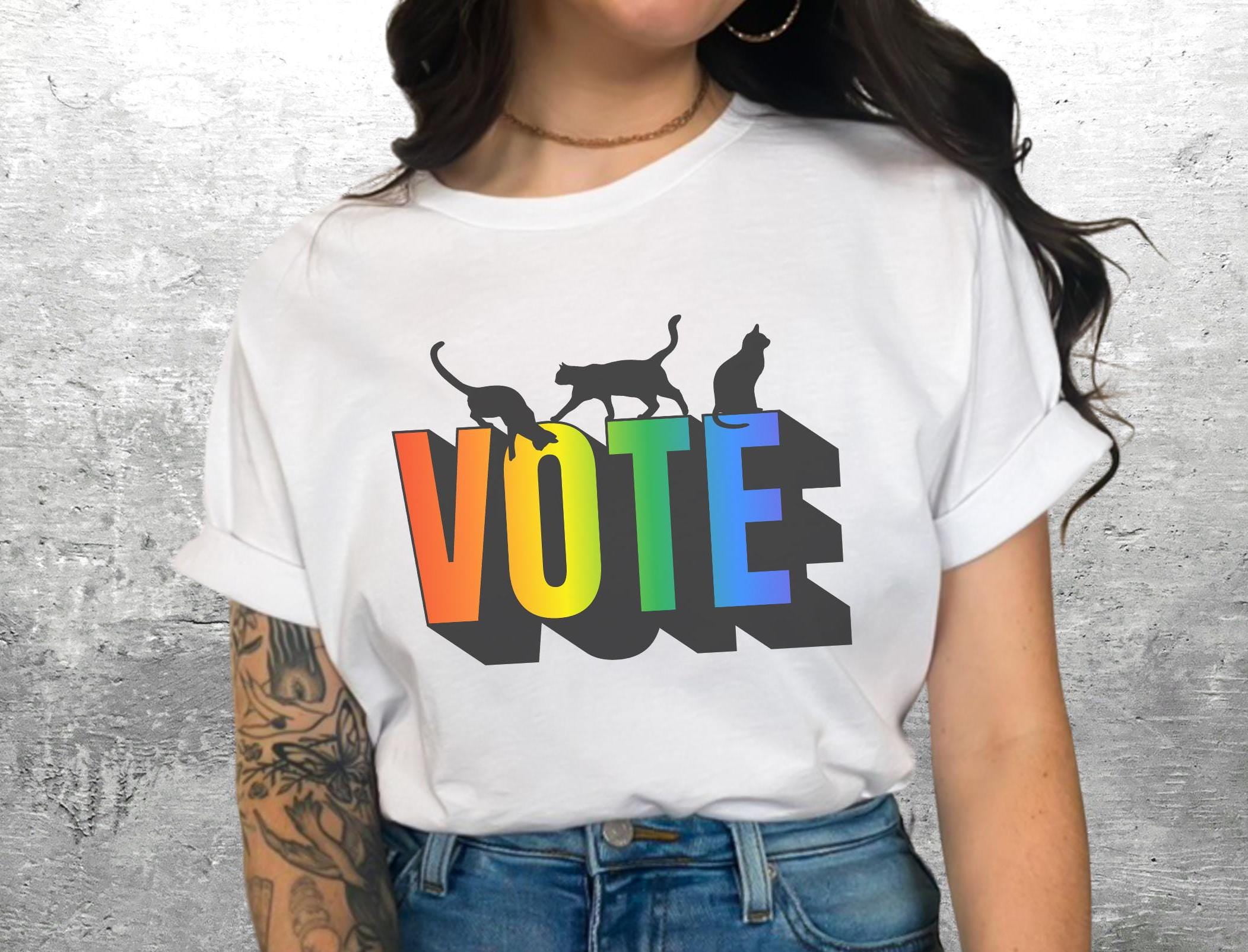Cat Vote Shirt, LGBTQ, Childless Cat Lady, Vote, Voting, Womens, Mens ...