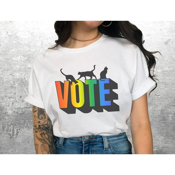 Cat Vote Shirt, LGBTQ, Childless Cat Lady, Vote, Voting, Womens, Mens ...