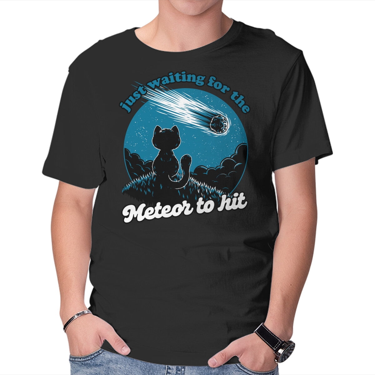 Cat Waiting The Meteor Unisex T-Shirt Tee Sweatshirt Hoodie Tank Top ...