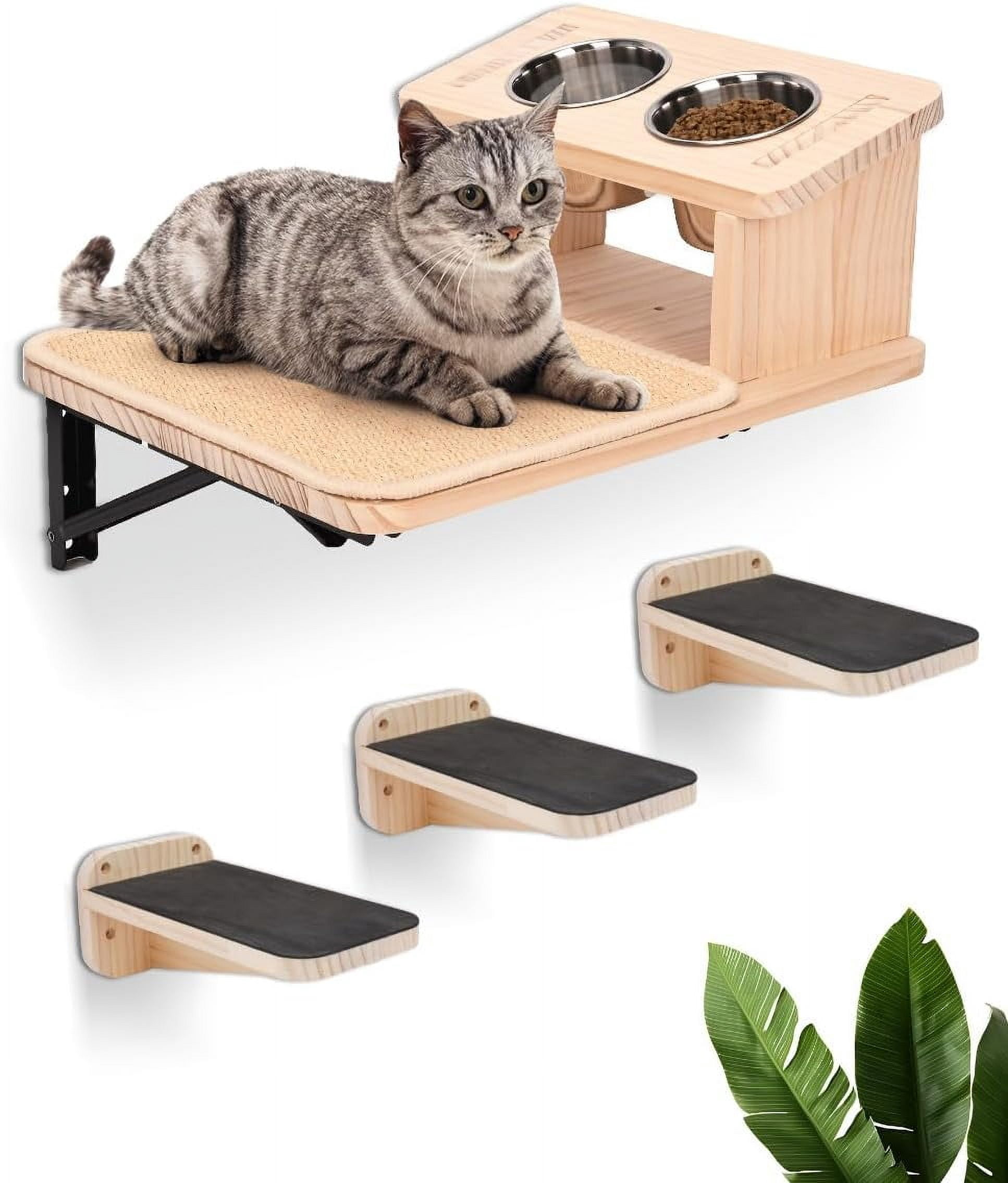 Cat Wall Shelves with 3 Cimbing Steps Wall-Mounted Cat Shelf Dogproof ...