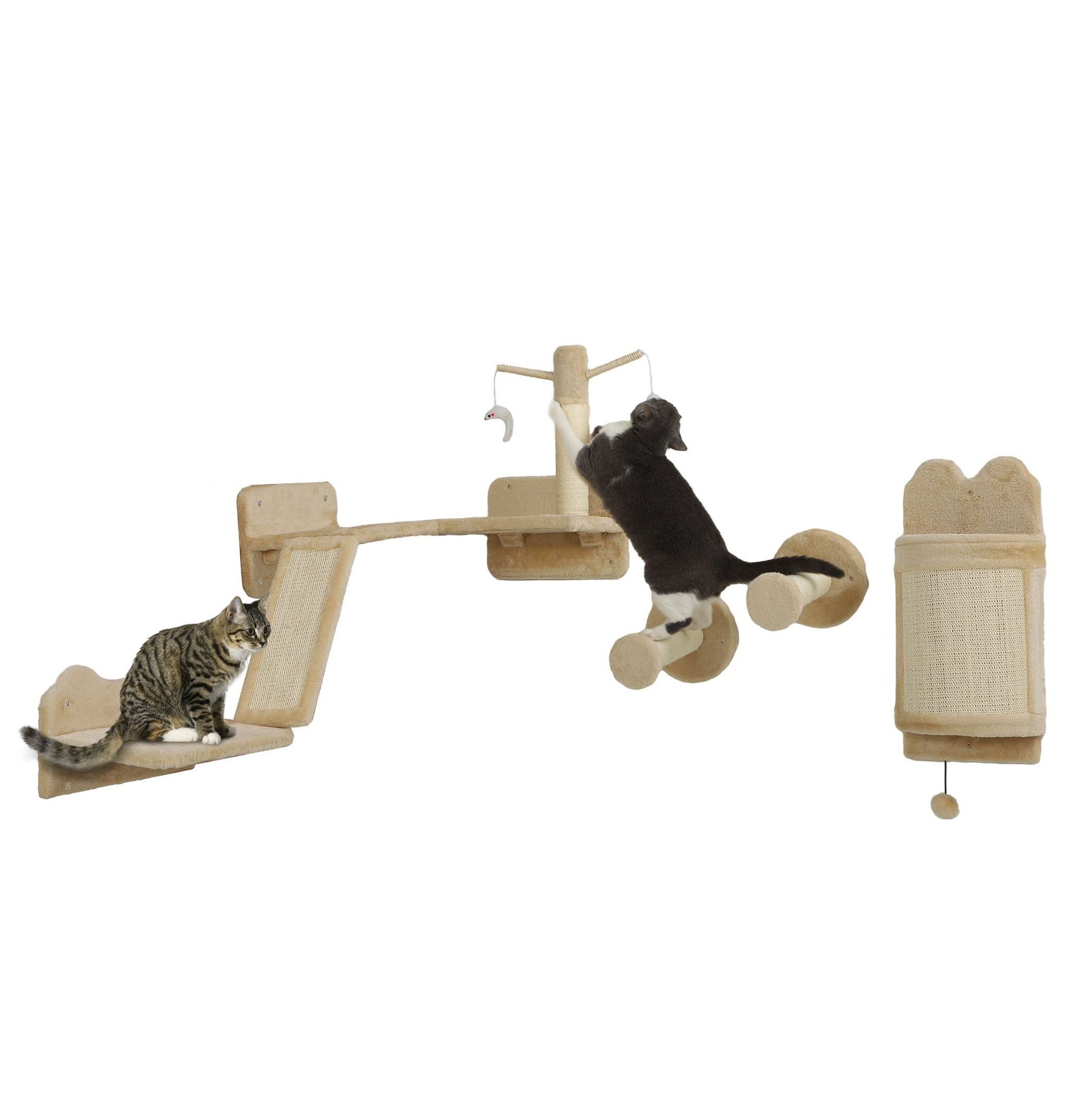 Cat Wall Shelves 4PCs, Corner Cat Furniture with Scratching Posts ...