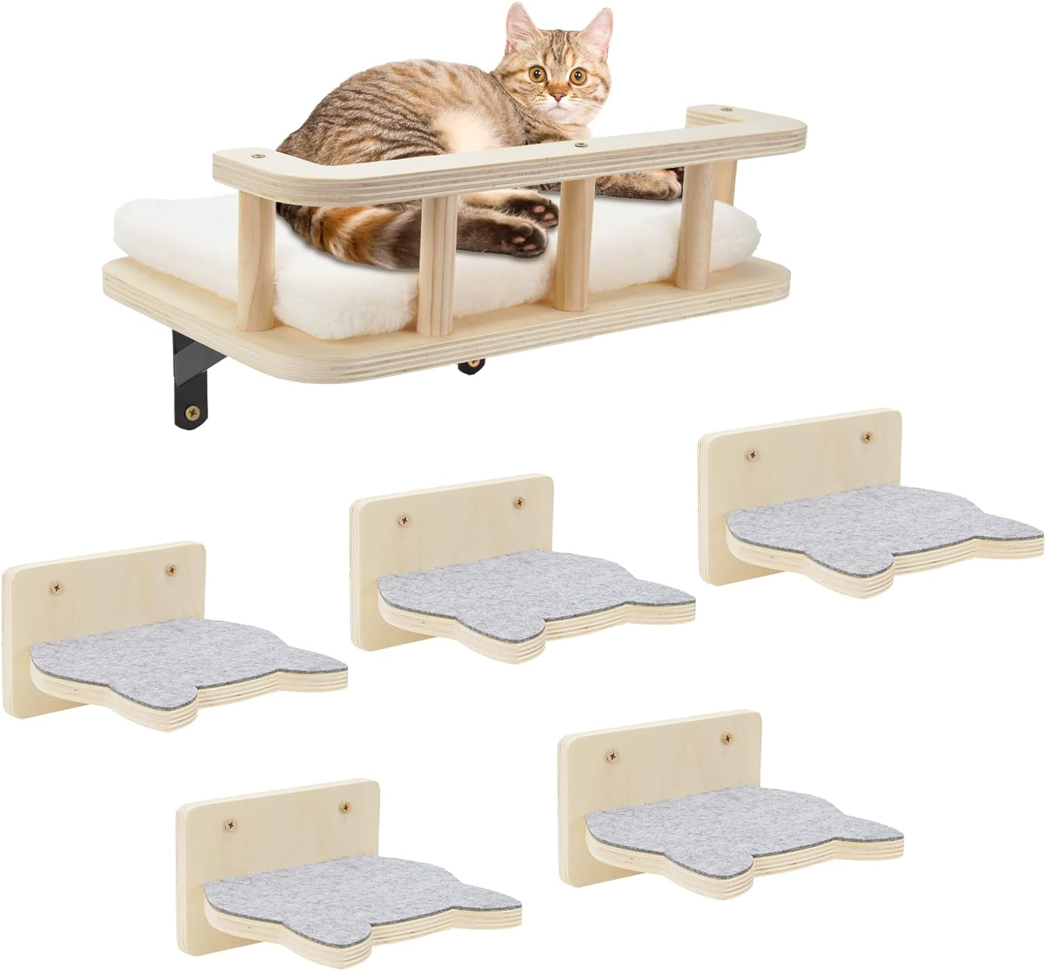 Cat Wall Shelves with 5 Steps, Cat Shelves and Perches for Wall, Cat ...