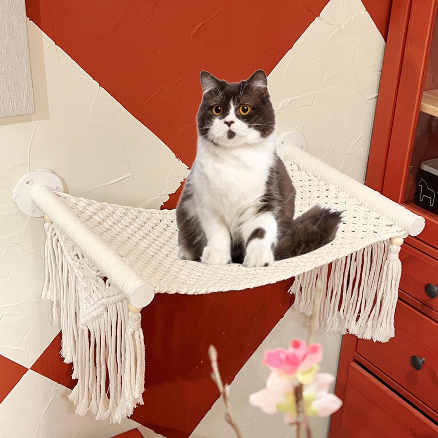 Cat Wall Shelves and Perches for Indoor Cats, Comfy Macrame Cat Wall ...