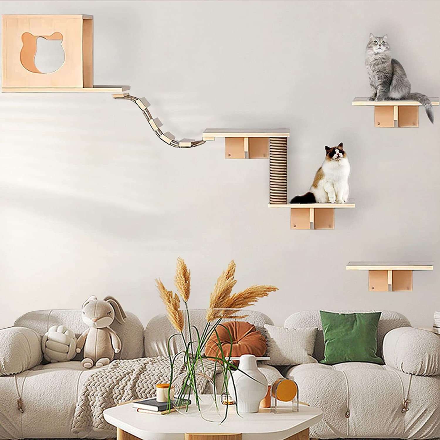Cat Wall Shelves, Shelves and Perches for Wall, Furniture Set 7 PCS ...