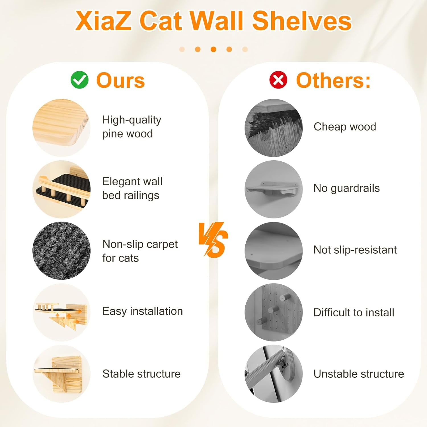 Cat Wall Shelves Wide Climber with 3 Steps, Wooden Floating Stairs for ...