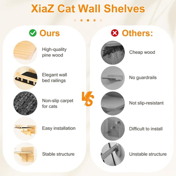 Cat Wall Shelves Wide Climber with 3 Steps, Wooden Floating Stairs for ...