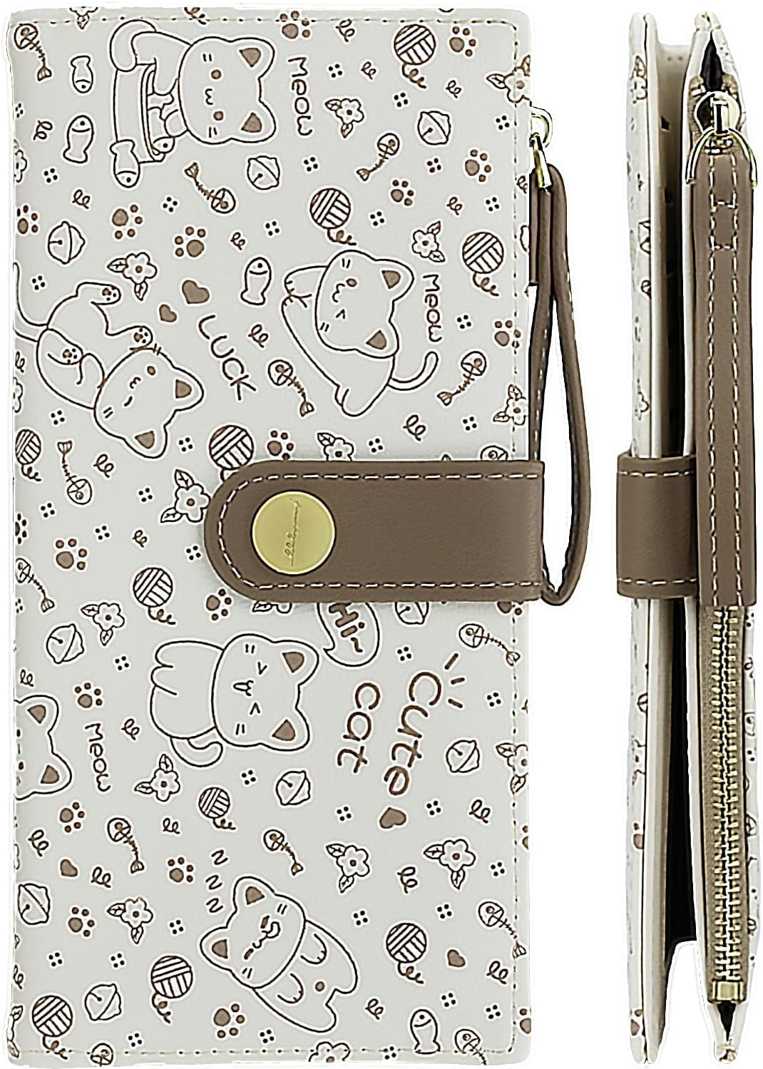 Cat Wallet girls Pink Long Wallets Coin Purse Minimalist Cute Design ...