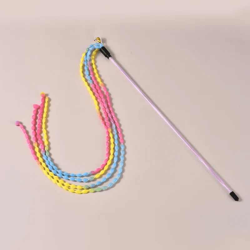 Cat Wand Teaser Toy - Plush Strip Interactive Stick with Bell for ...