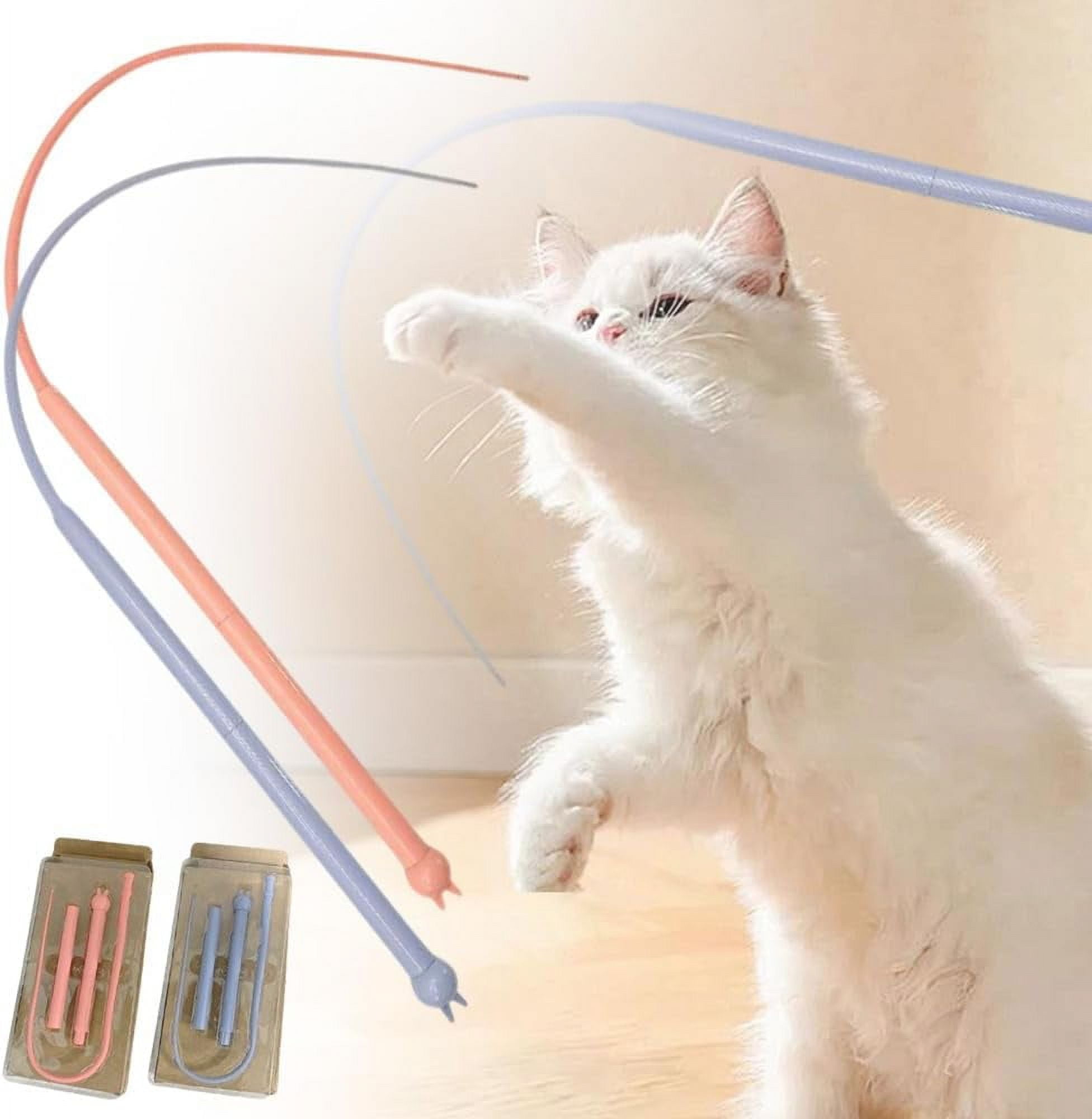 Cat Wand Toy, 2024 New Silicone Simulated Mouse Tail Cat Toy Cat Teaser ...