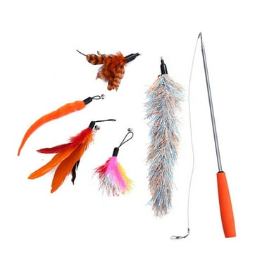 Qoosea 15-Piece Multipack Cat Feather Toys: 2 Extendable Wands and 13 ...