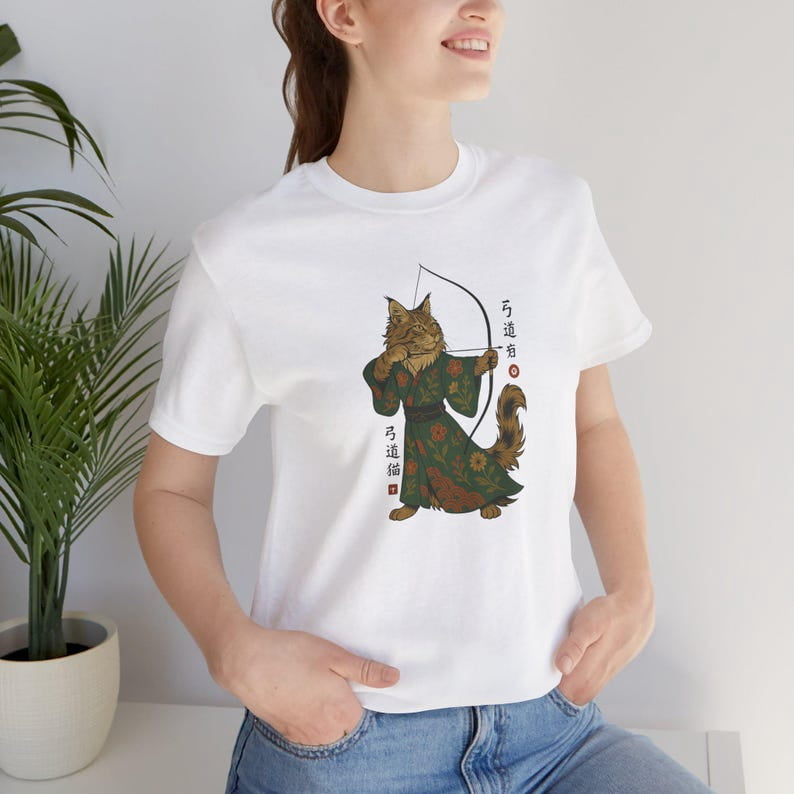 Cat Warrior Tee | Kyudo Graphic T-Shirt for Cat Lovers, Anime Fans ...