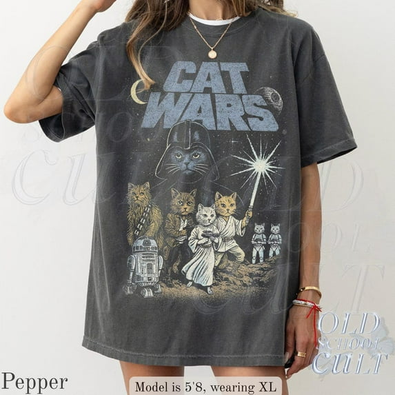 Cat Wars Vintage 90s Graphic T-Shirt, Retro Space Cat Tee, Funny Cat ...