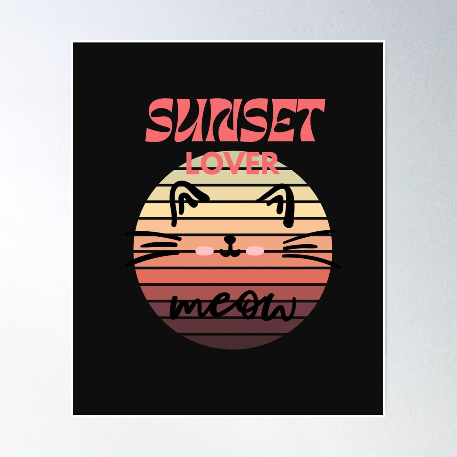 Cat Watching Sunset Meow Nurse Cat Lover Doctor Cat Poster Wall Art, Modern Wall Decor, 8x12 ...