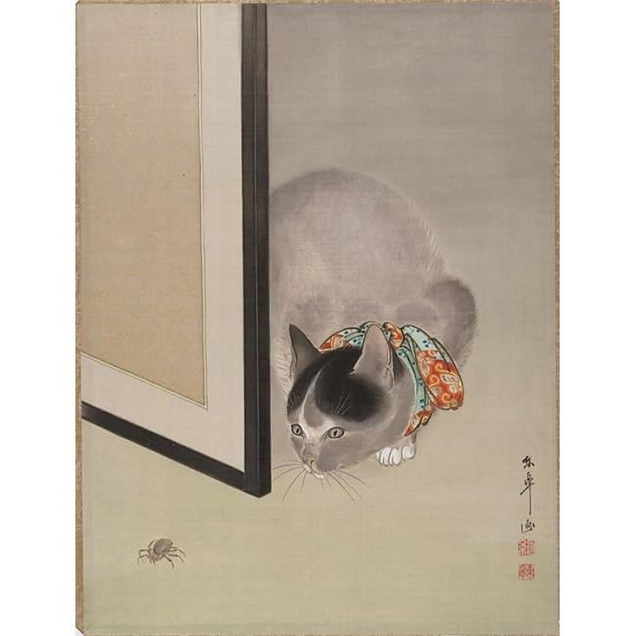 Cat Watching a Spider Poster Print by Oide Toko (Japanese 1841 ??1905 ...