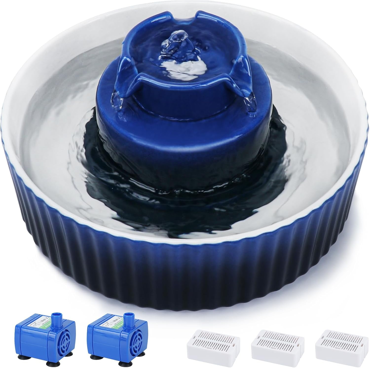 Cat Water Fountain, 2.1L/71oz Cat Fountain with 3 Carbon Filters and 2 ...
