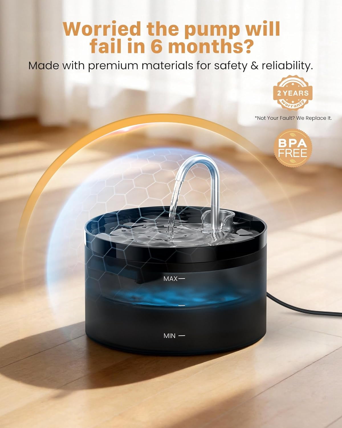 Cat Water Fountain 2L Automatic Pet Dispenser with Triple Filtration ...