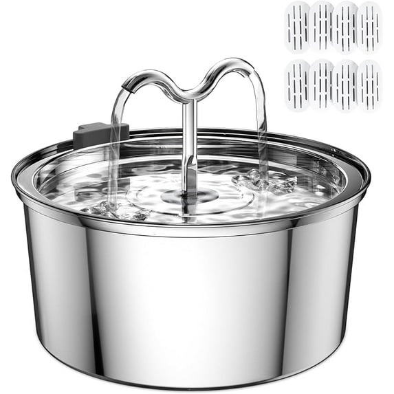 MY Cat Water Fountain, 3.2L/108OZ Stainless Steel Pet Water Dispenser ...