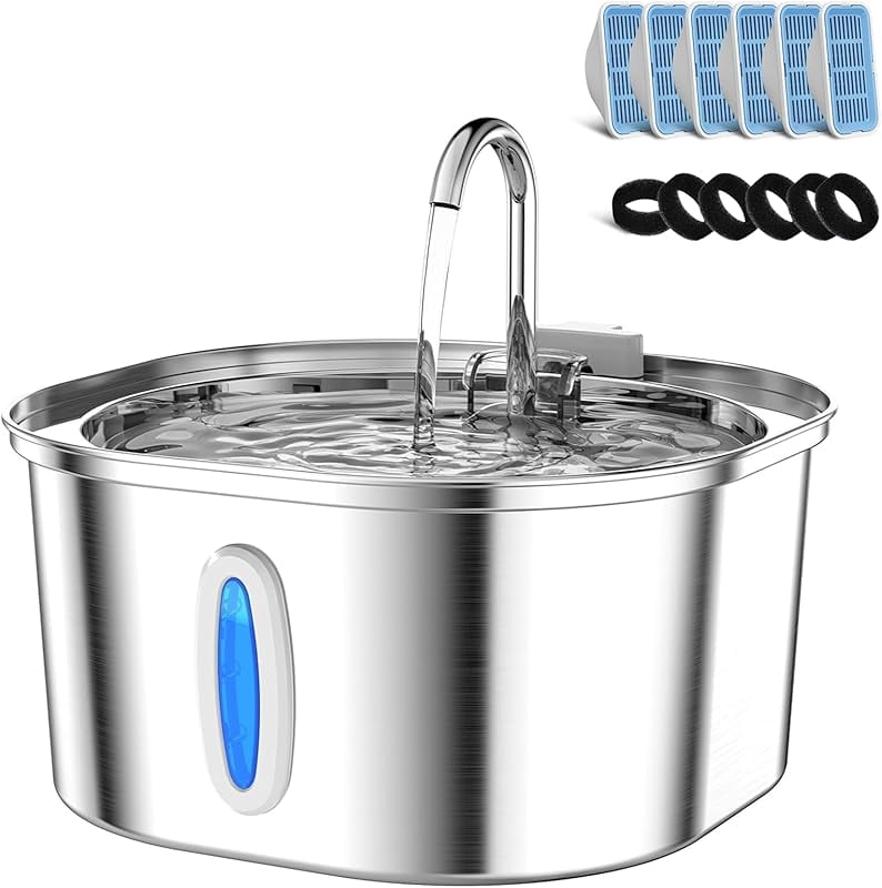 Cat Water Fountain - 3.2L/108oz Stainless Steel Pet Water Drinking ...