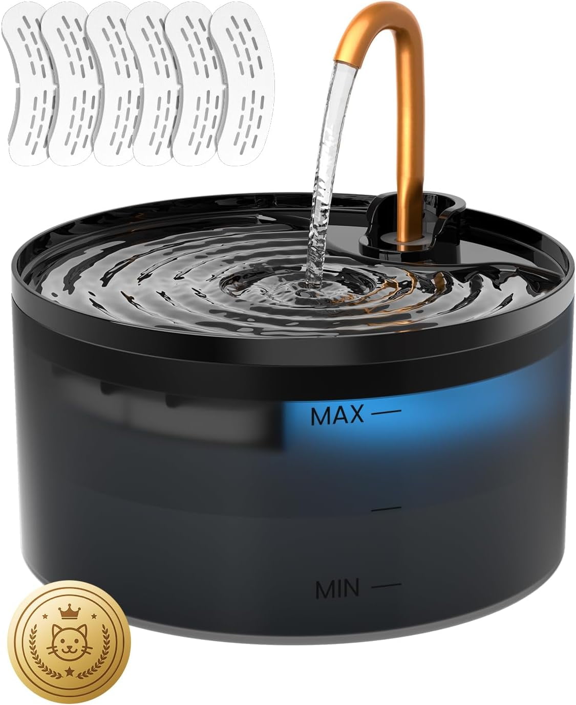 Cat Water Fountain, 71oz/2.1L Cat Fountain for Drinking with Copper Faucet, MISFANS-Designed ...