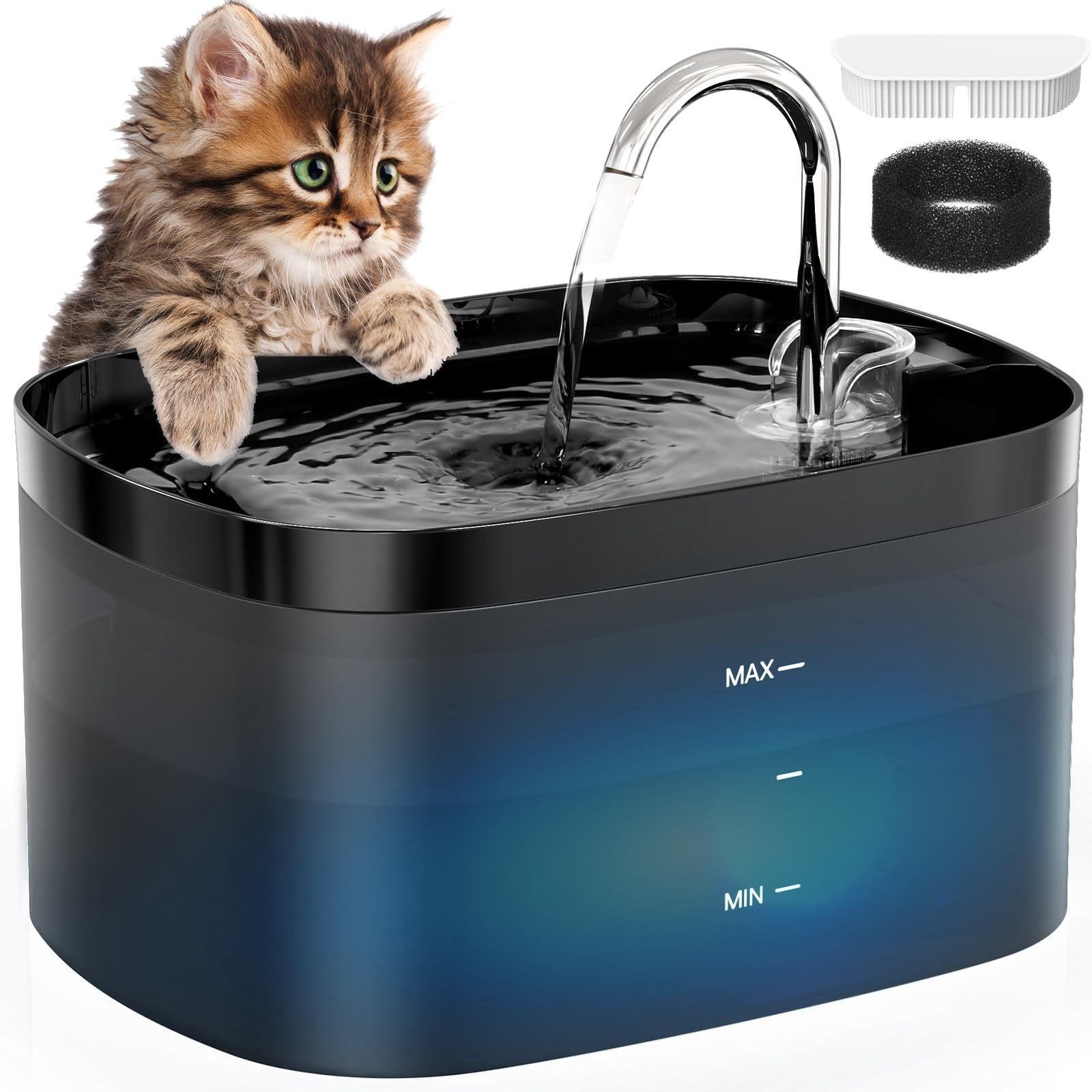 Cat Water Fountain, 84OZ/2.5L Cat Fountain, Super Silent Pet Water ...