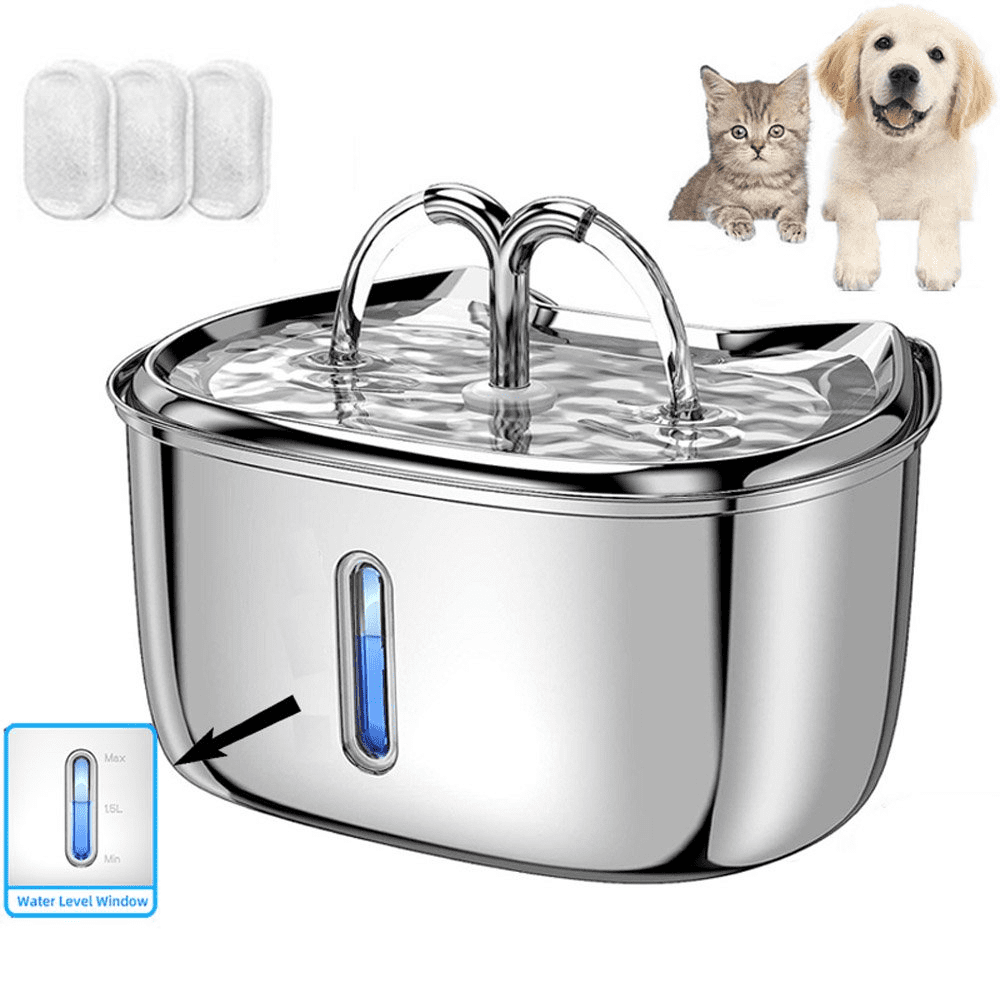 Cat Water Fountain: 84oz/2.5L Cat Fountain Stainless Steel - Quiet Cat ...