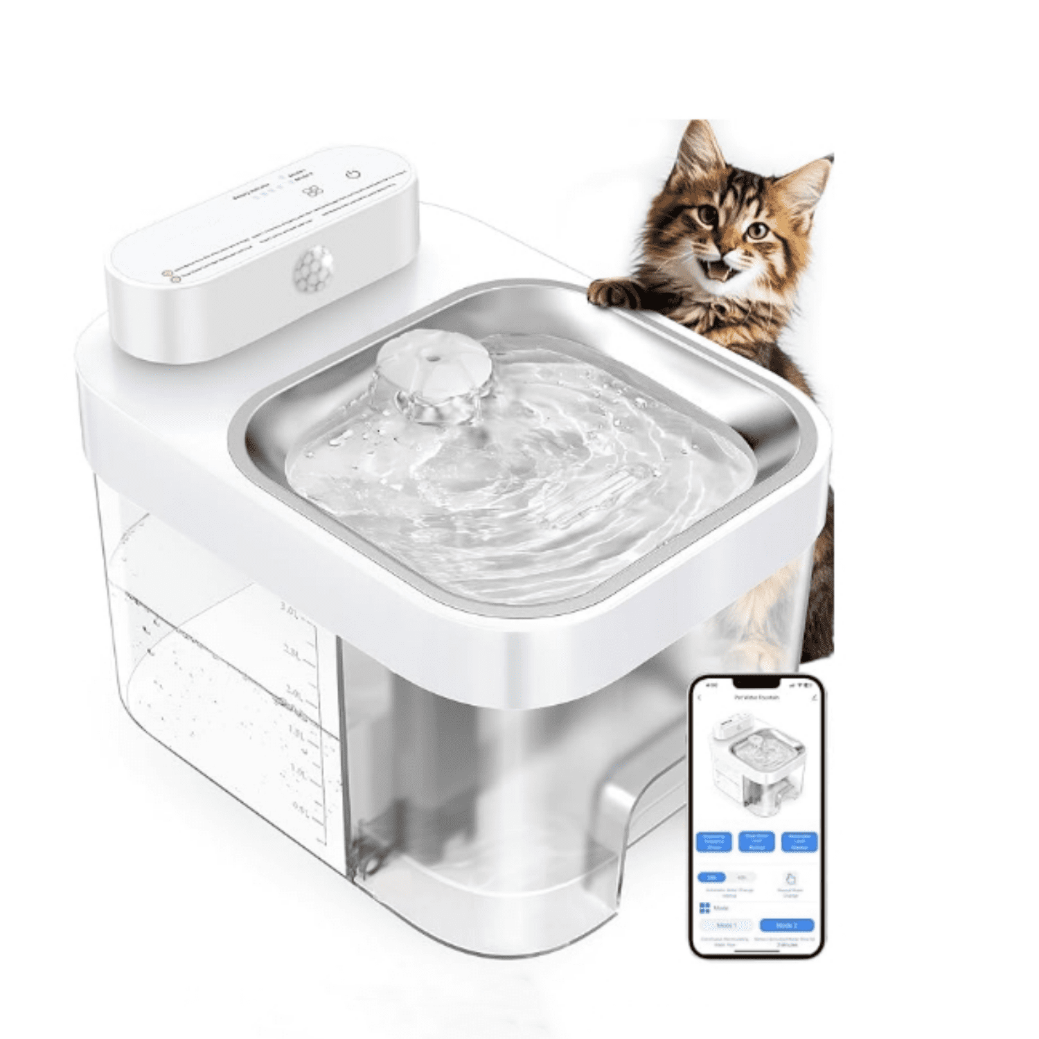 Cat Water Fountain, App Monitoring Wastewater Separation Pet Water ...