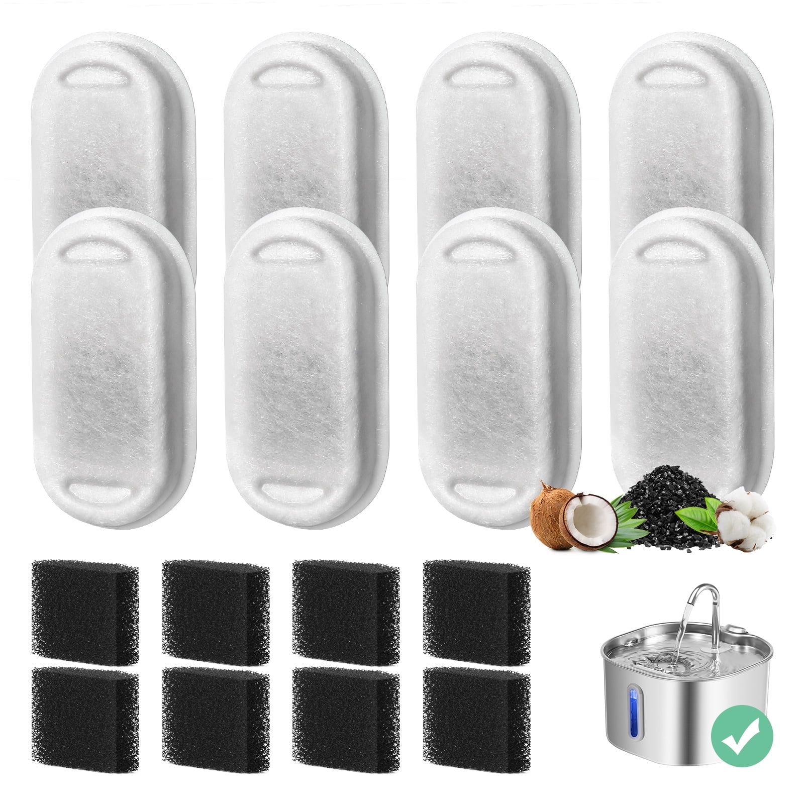 Mukkela 8 Pack Cat Water Fountain Replacement Filters & Pre-Filter ...