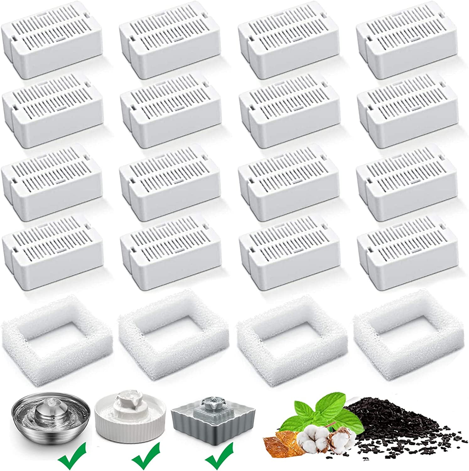 Cat Water Fountain Replacement Filters,16 Pack Cat Fountain Carbon ...