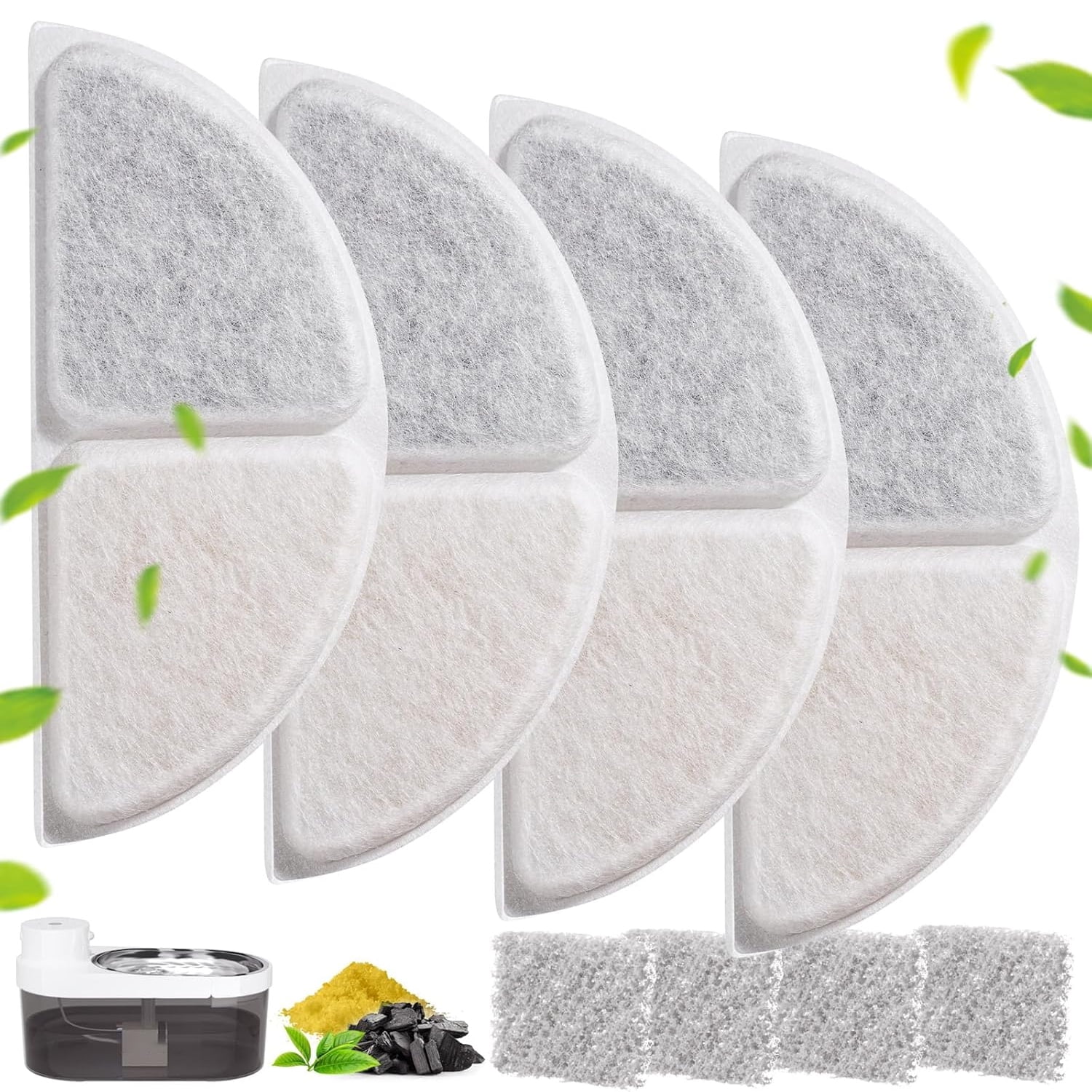 Cat Water Fountain Replacement Filters, 4-Pack Filters & 4-Pack Pre ...