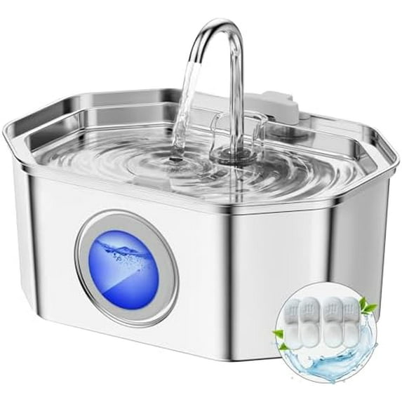 Cat Water Fountain Stainless Steel 108oz/3.2L, Automatic Pet Fountain ...
