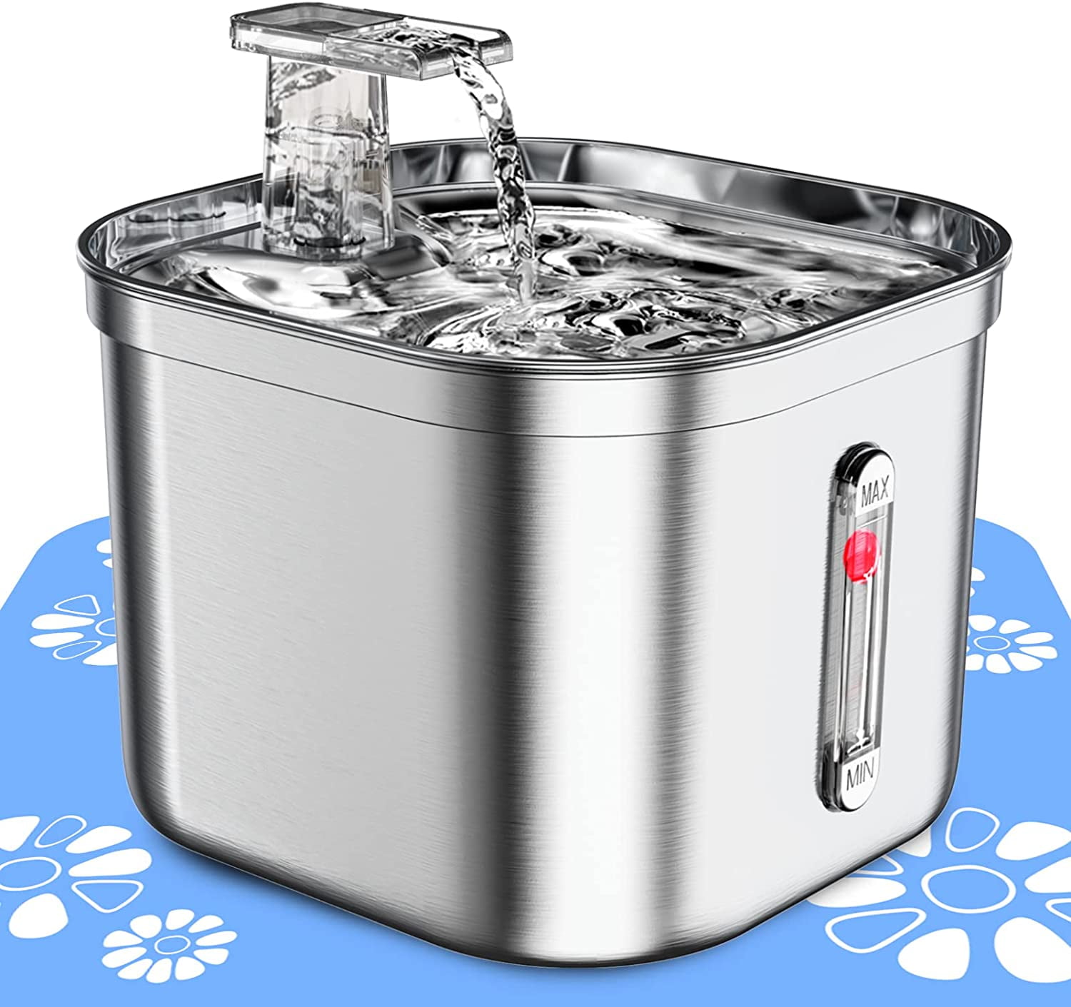 Stainless Steel Cat Water Fountain, 74oz/2.2L, Automatic Pet Dispenser ...