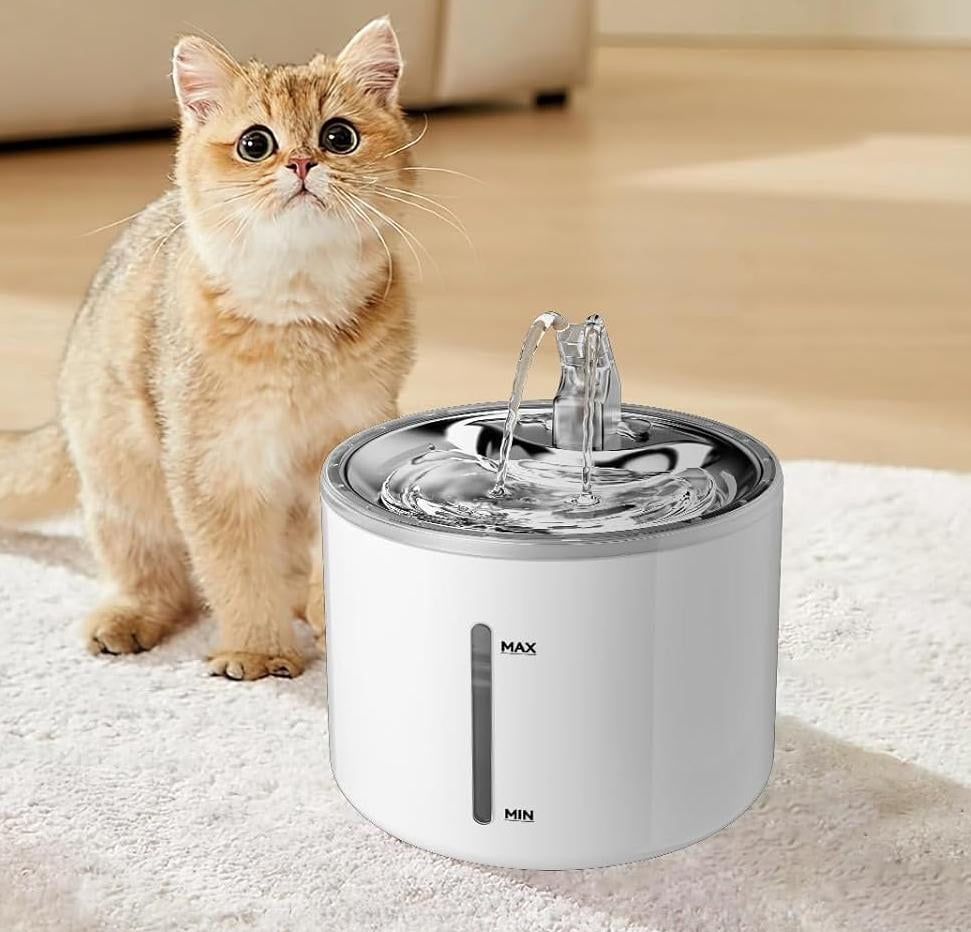 Cat Water Fountain Stainless Steel Top, 3.2L Pet Water Fountain for ...