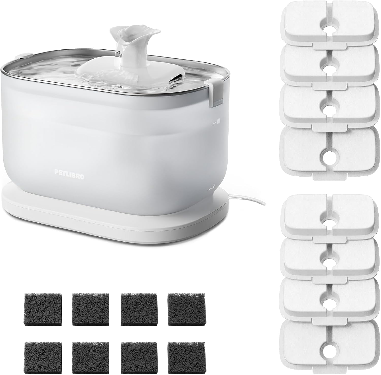 Cat Water Fountain with Wireless Pump, 2.5L/84oz Pet Water Fountain for ...