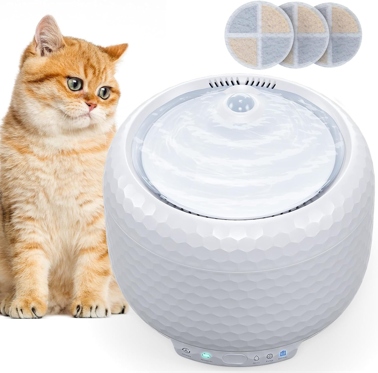 Cat Water Fountain with Wireless Pump Automatic Cat Water Dispenser for ...