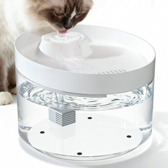 Cat Water Fountain with Lid, 2.5L/84oz Automatic Cat Fountain for Cats ...