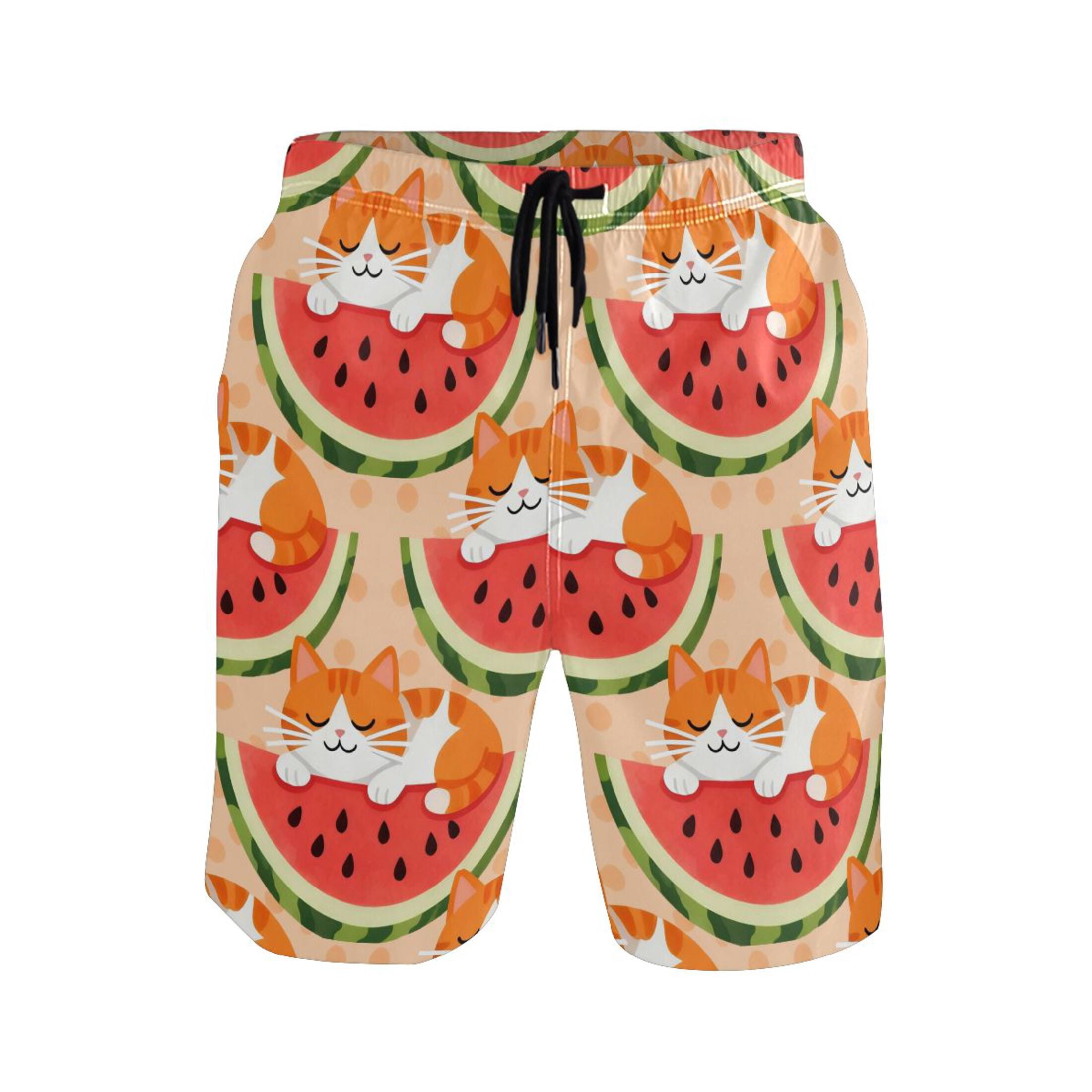 Cat Watermelon Pattern Mens Swim Trunks Quick Dry Board Shorts ...
