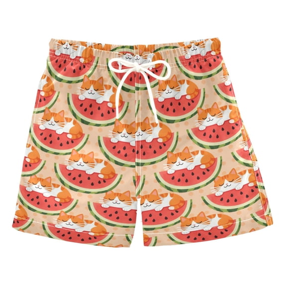 Cat Watermelon Pattern Swim Trunks Quick Dry Beach Pool Board Shorts ...