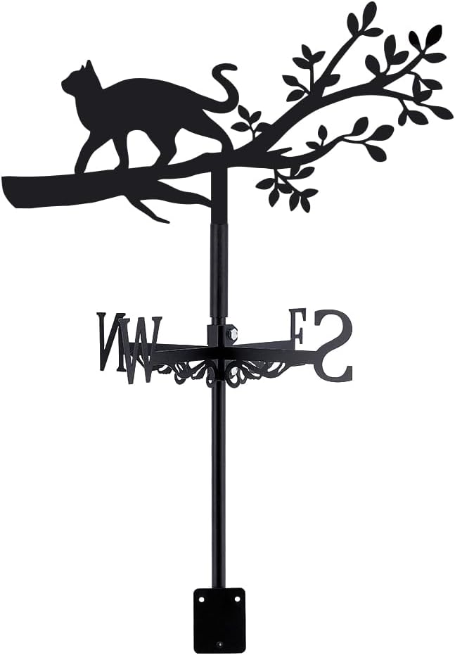Cat Weather Vane Cat on Branches Metal Weathervane Animal Wind Vanes ...