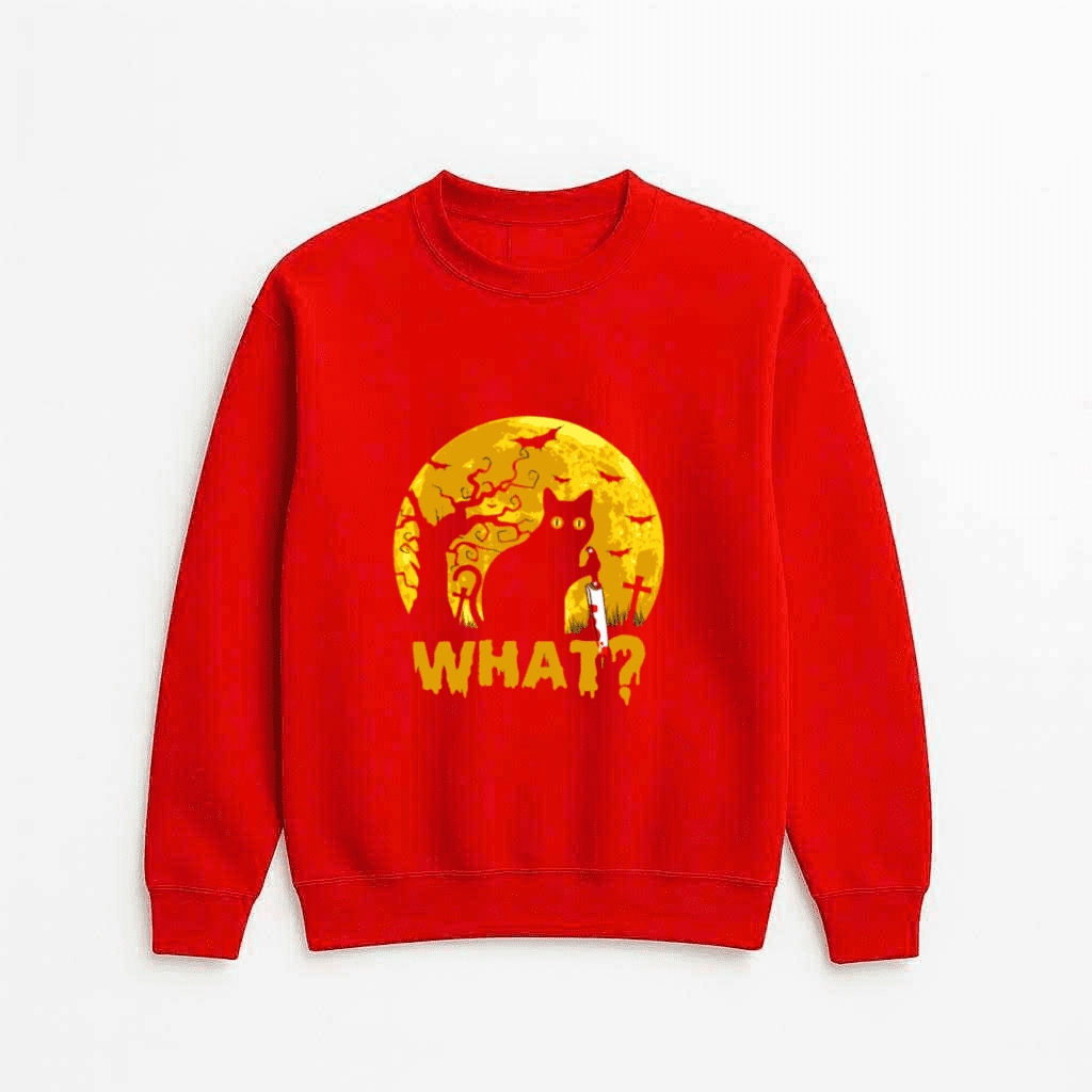 Cat What Funny Black Cat Meme Halloween Art Graphic Sweatshirt, up to ...