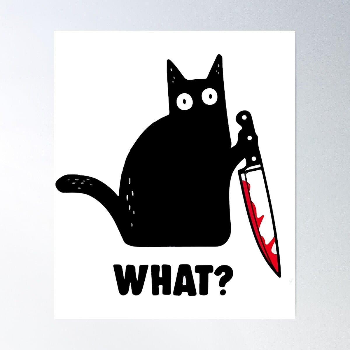 Cat What Funny Black Cat Murderous Cat With Knife Poster Wall Art ...
