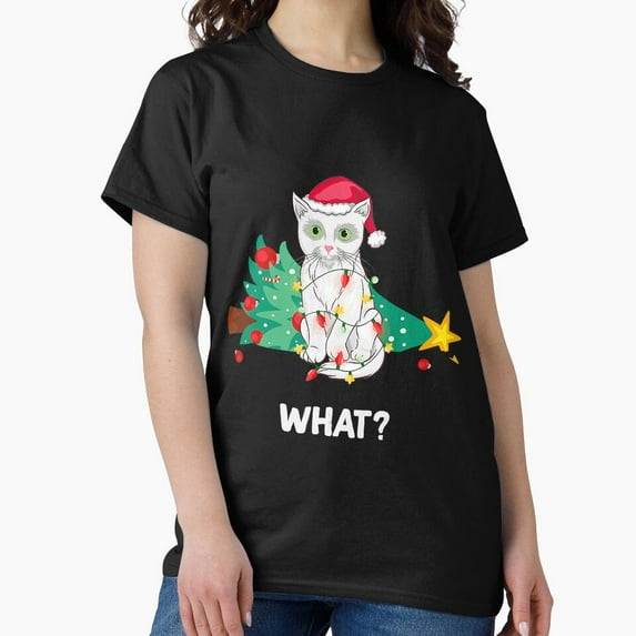 Cat What Funny Christmas Tree Lights And A Feline Holiday Pet Humor ...