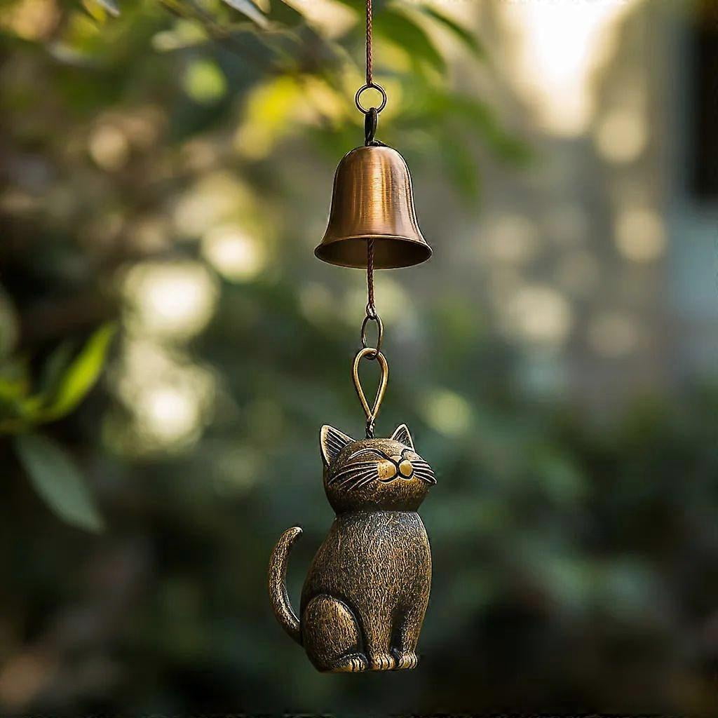 Cat Wind Chime 2025 New Unique Cat Garden Decor Outdoor Cat Statue ...