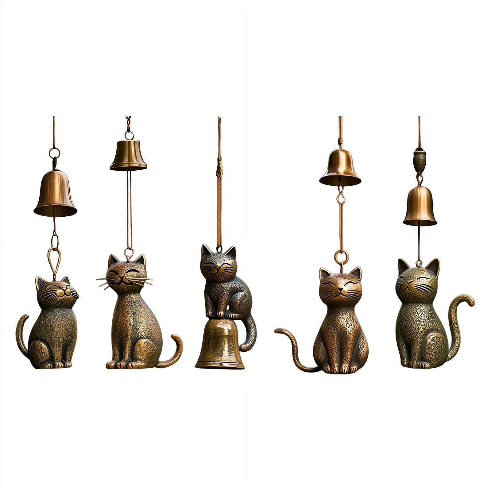 Cat Wind Chime Cat Garden Decor Outdoor Cat Statue Themed Gifts Wind ...