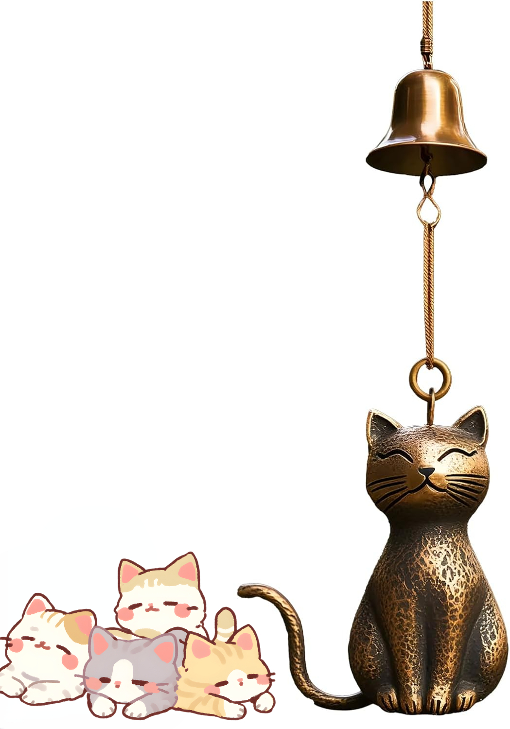Cat Wind Chime, Unique Cat Garden Decor, Outdoor Cat Statue Themed ...