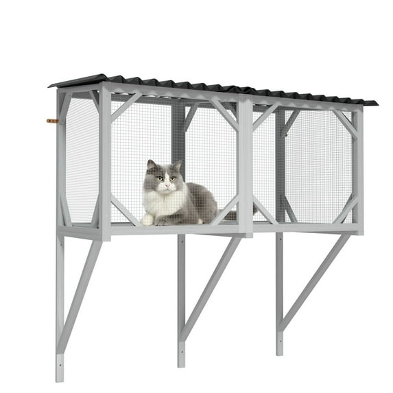 Cat Window Box, 43.3" Catio Outdoor Cat Enclosure for Sunbathing ...