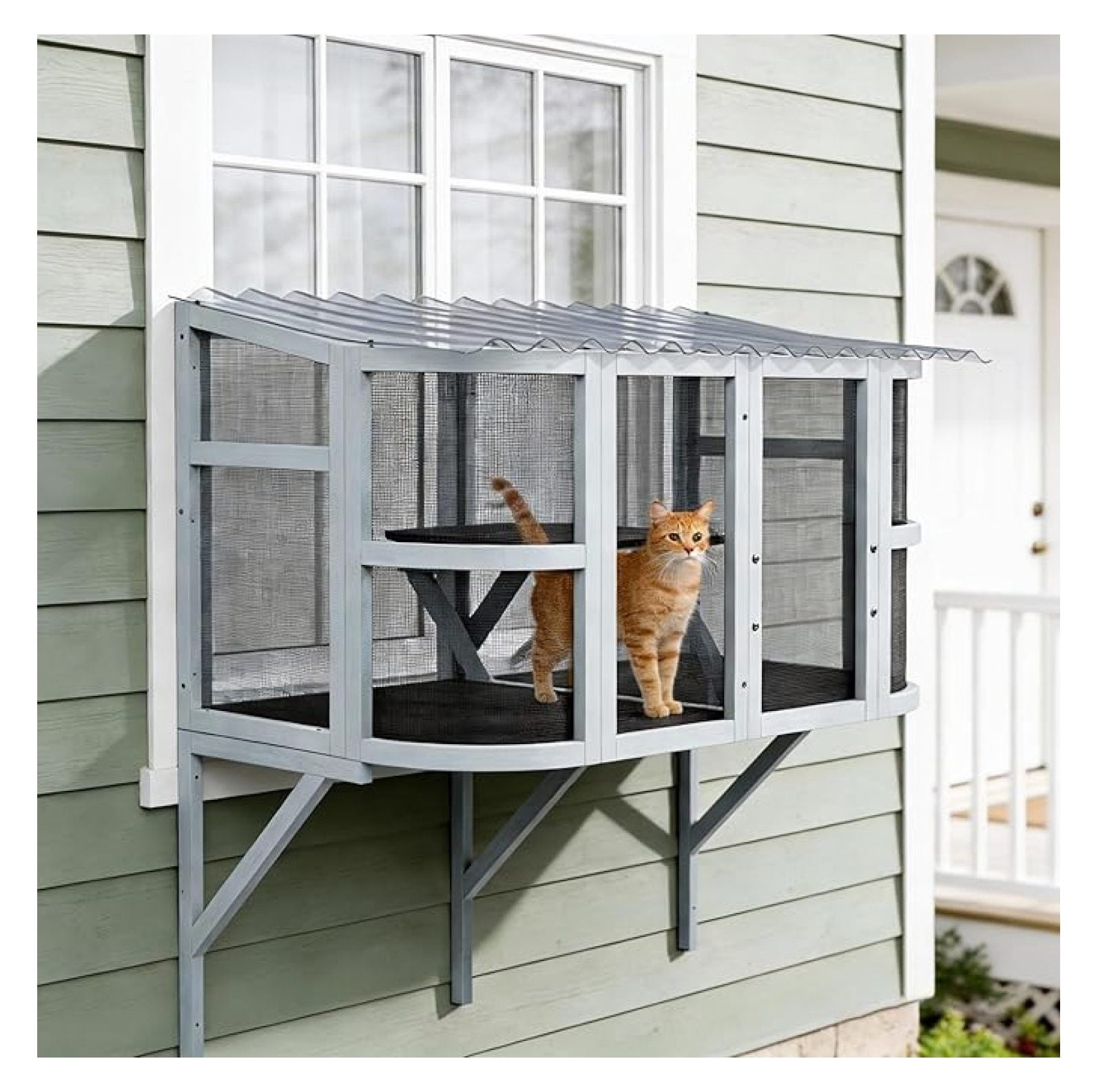 Cat Window Box with Bug Proof Metal Mesh, Outdoor Enclosure for Indoor ...