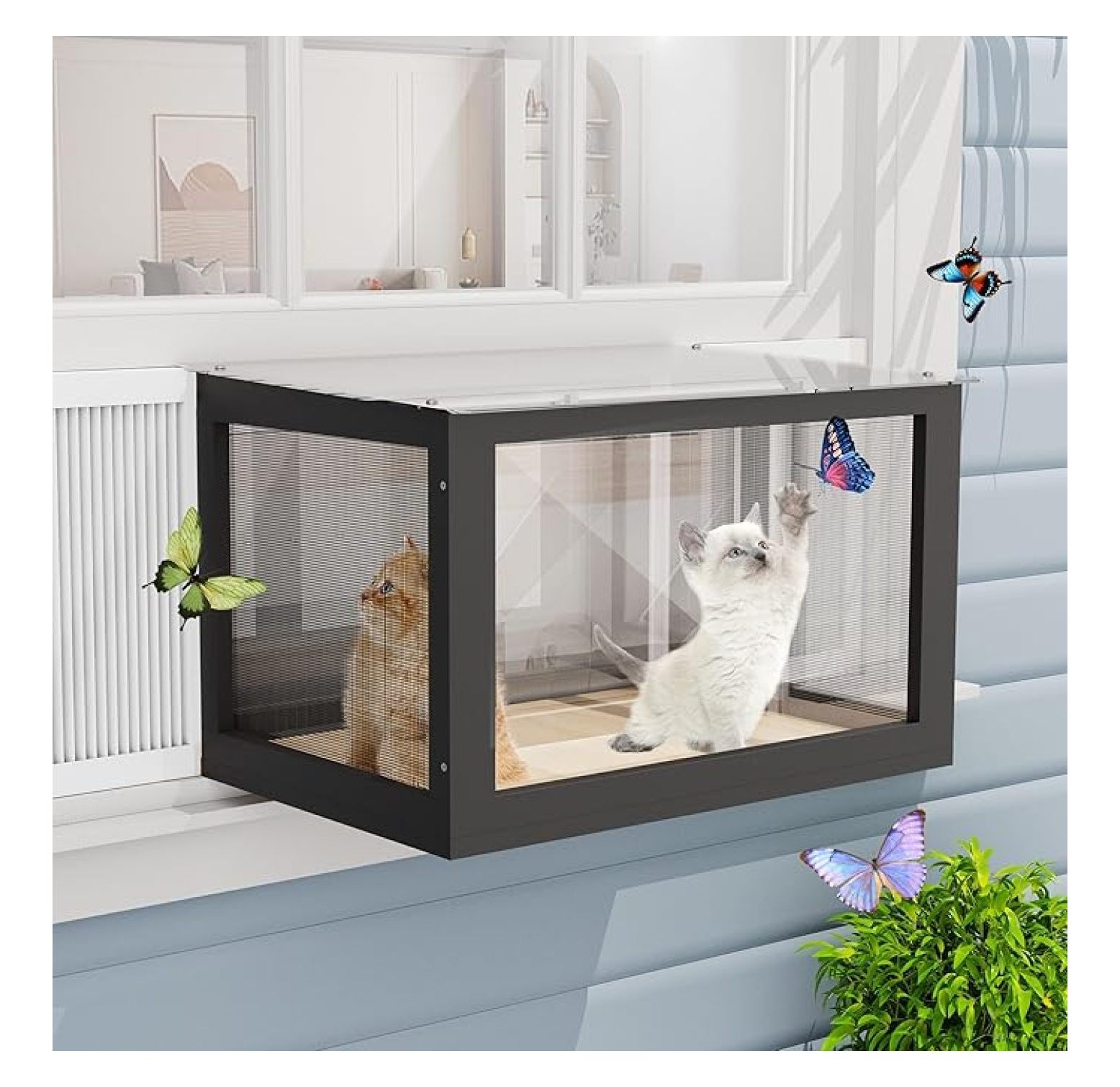 Cat Window Box, Catio Outdoor Cat Enclosure Window Perch W/Mosquito ...
