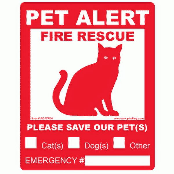 Cat Window Decal Alert, Cat Fire Rescue Label, 5" x 4". 4 Weatherproof ...